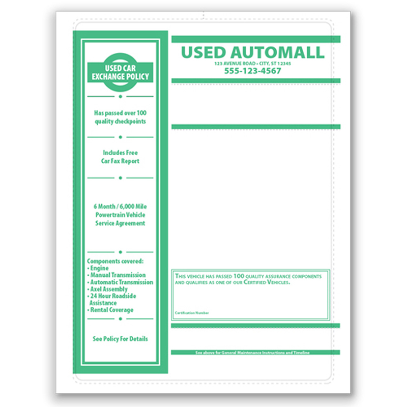 Custom Label Paper Laser Window Sticker 8.5 x 11 Form